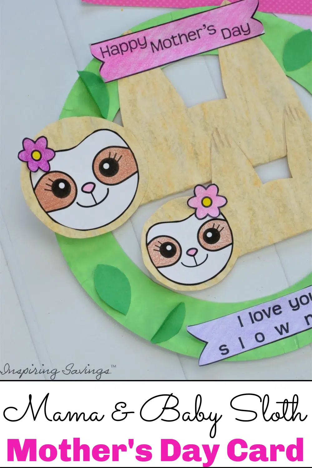 Heartwarming DIY Mother's Day Card - Sloth Wreath