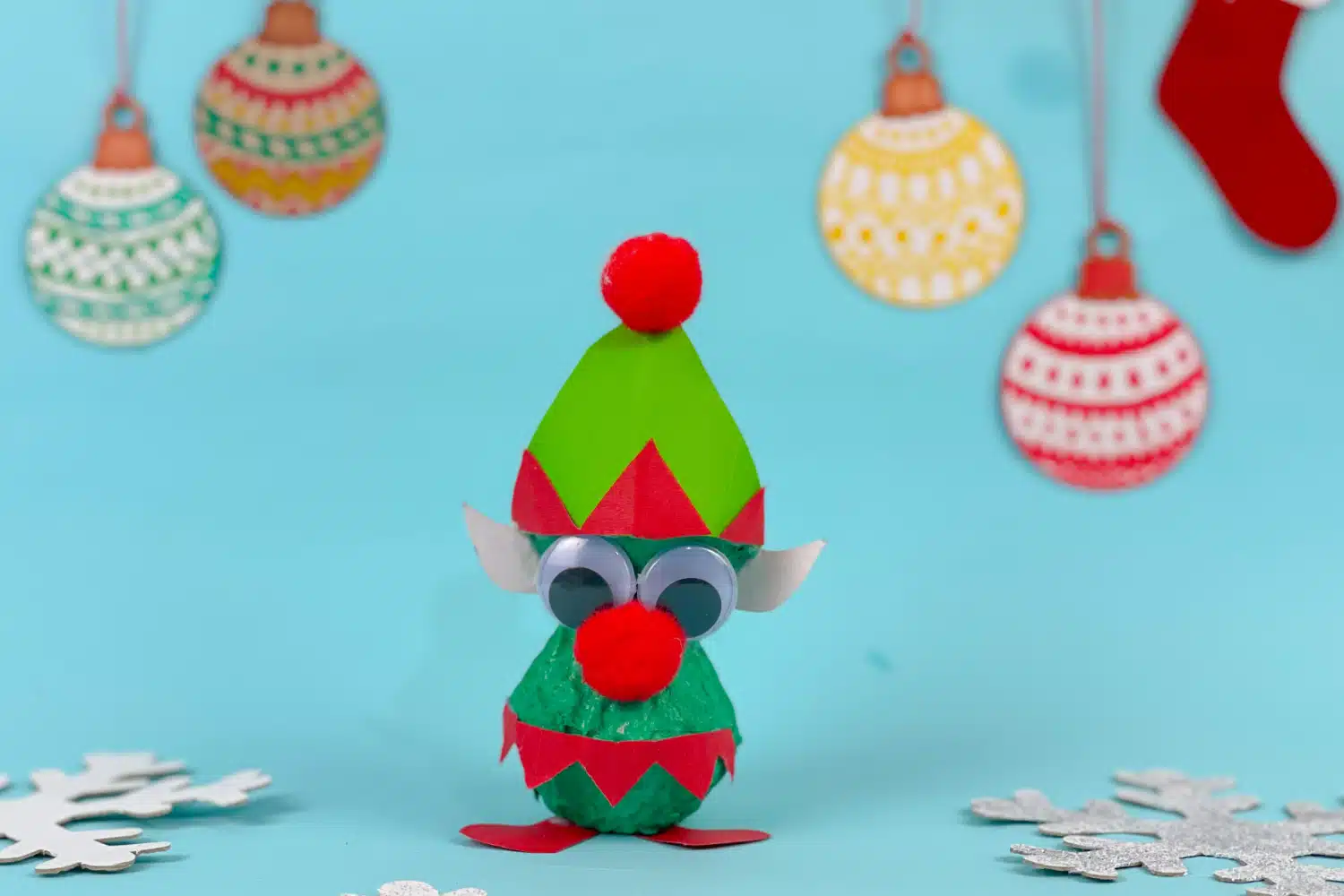 DIY Christmas Elf Craft Made From Egg Carton