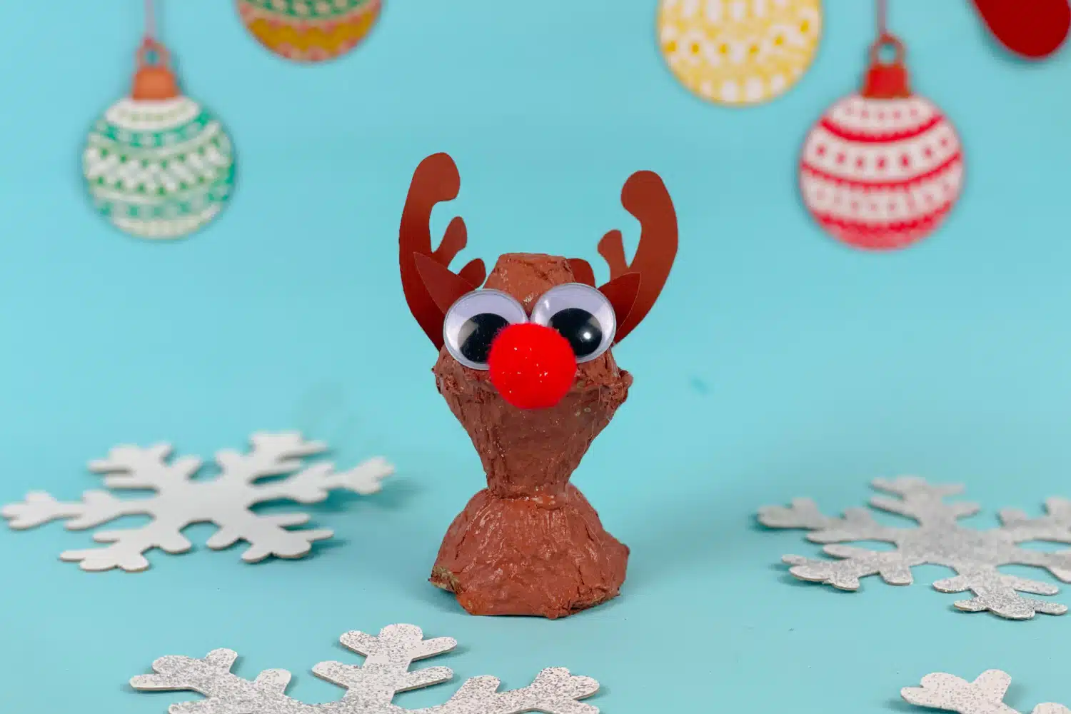Simple Christmas Reindeer Craft Made From Egg Carton